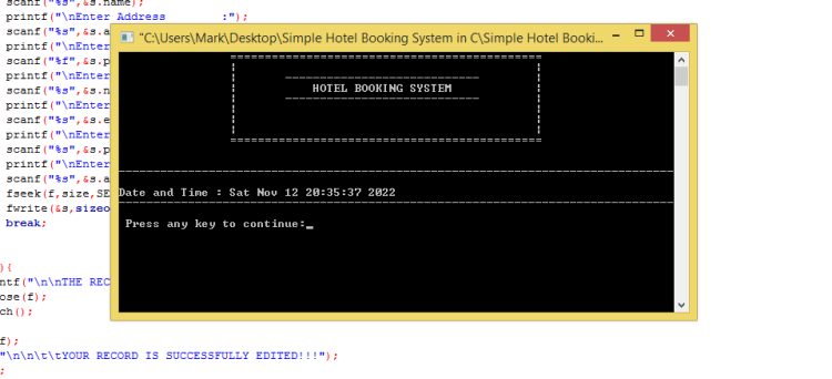 Simple Hotel Booking System In C Free Source Code Sourcecodester